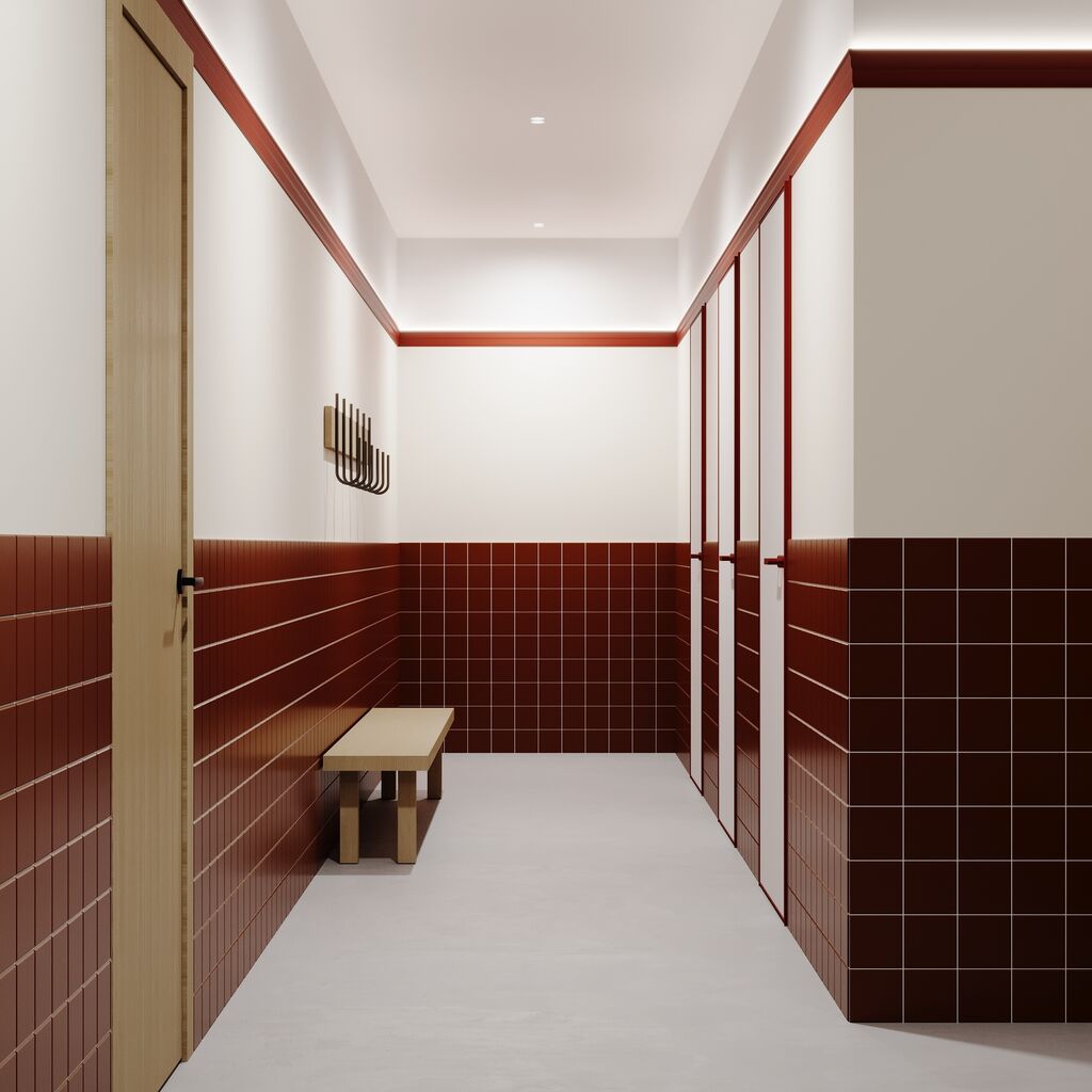 Scandi-Inspired Locker Room Glass Tile Wainscot | Fireclay Tile