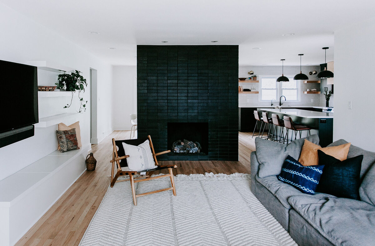 Modern Black Brick Fireplace Surround | Fireclay Tile